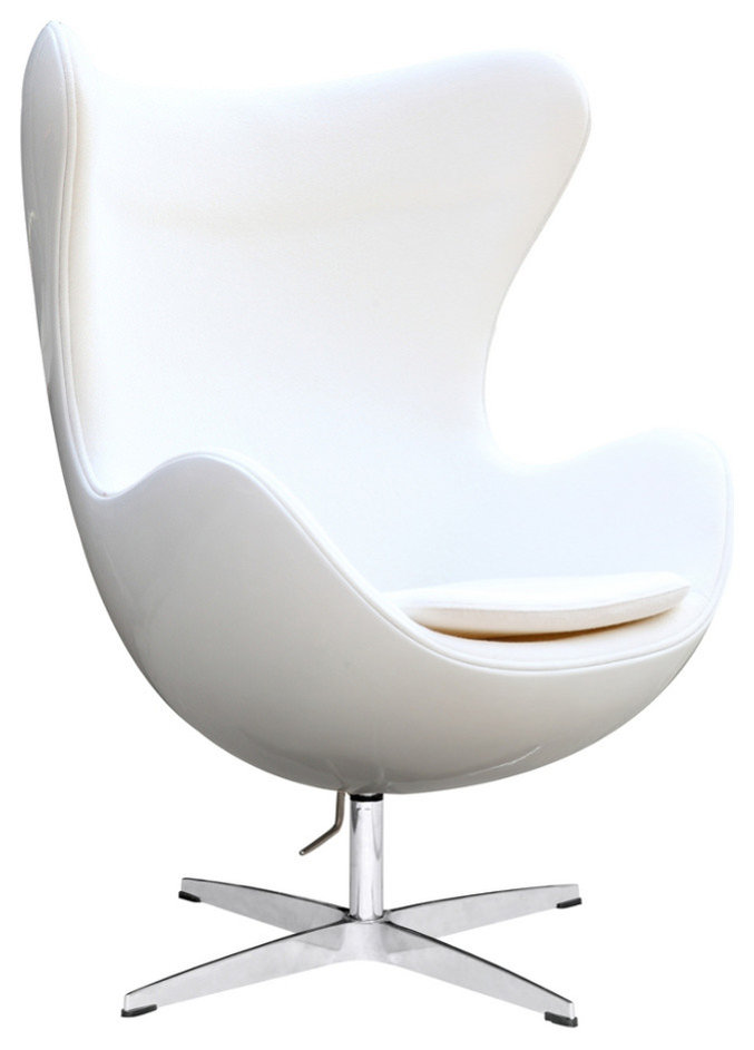 Modern Classics Fiesta Fiberglass Chair In Wool, White, 43"H x 34"W x ...