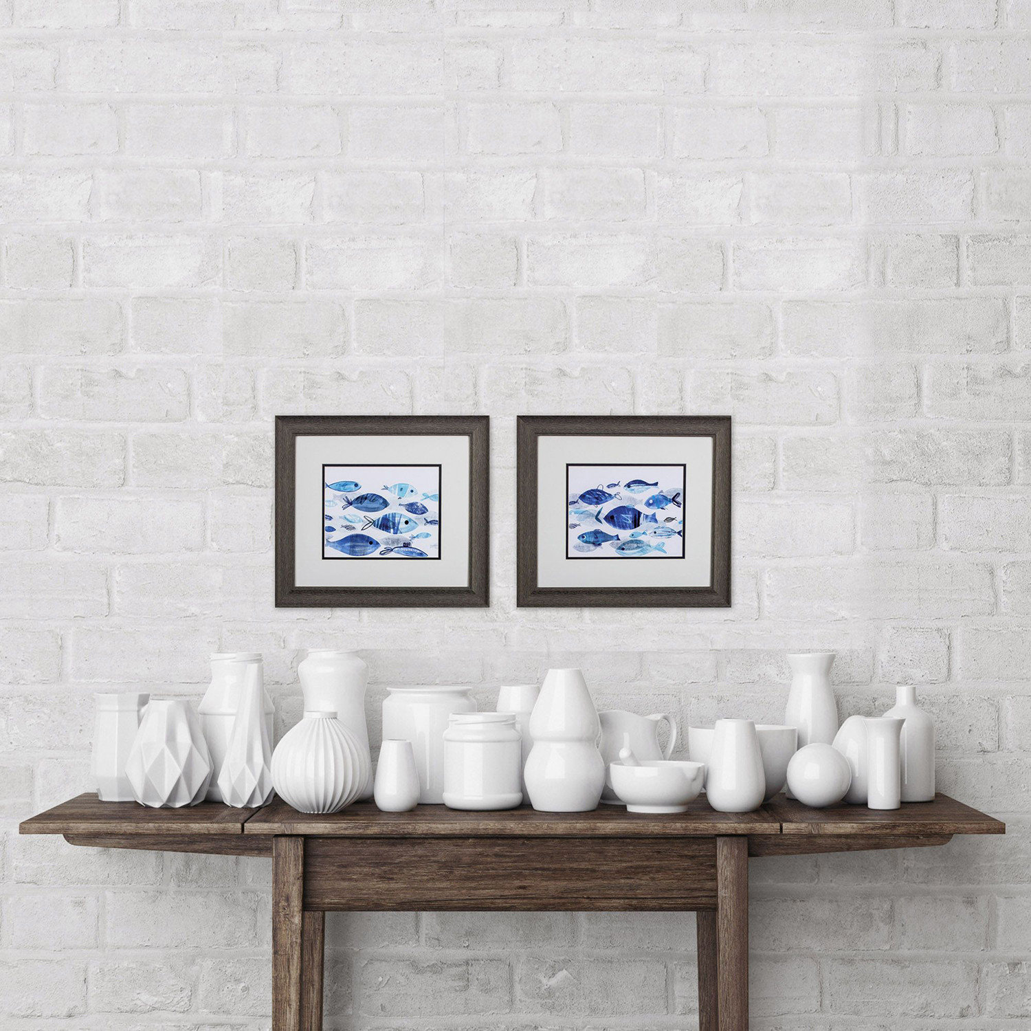 Fish Parade Framed Art, 2-Piece Set - Beach Style - Prints And Posters ...
