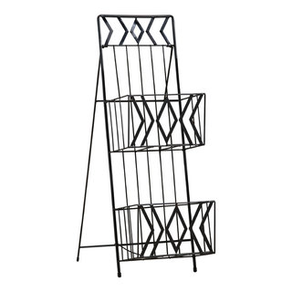 Black Finish Metal Magazine Rack Stand, 10"x16"x29" - Industrial ...