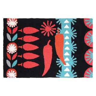 JellyBean Accent Rug Retro Chili Peppers Black - Farmhouse - Outdoor ...