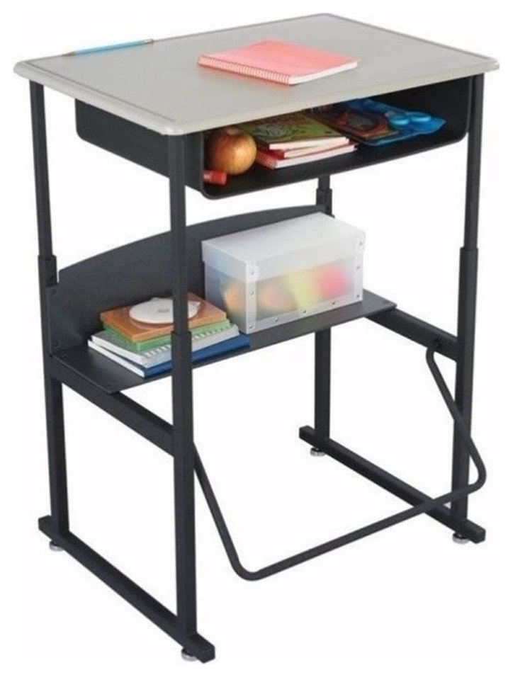 Bowery Hill Transitional Student Desk with Book Box in Beige ...