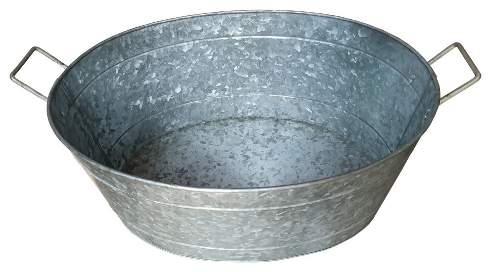 Embossed Design Oval Shape Galvanized Steel Tub with Side Handles ...
