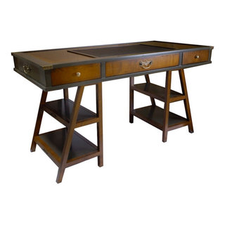 Authentic Models Navigator's Desk, Gunmetal Grey/Distressed French ...