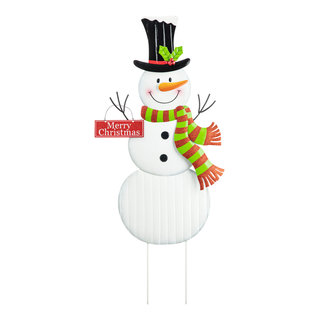 40"H Metal Snowman Yard Stake - Traditional - Outdoor Holiday ...