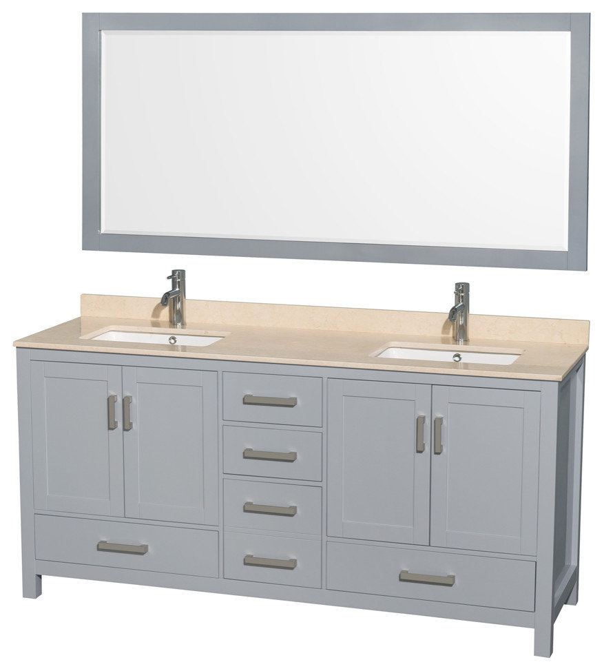 Wyndham WCS141472DGYIVUNSM70 72 inch Vanity in Gray with Ivory Marble ...