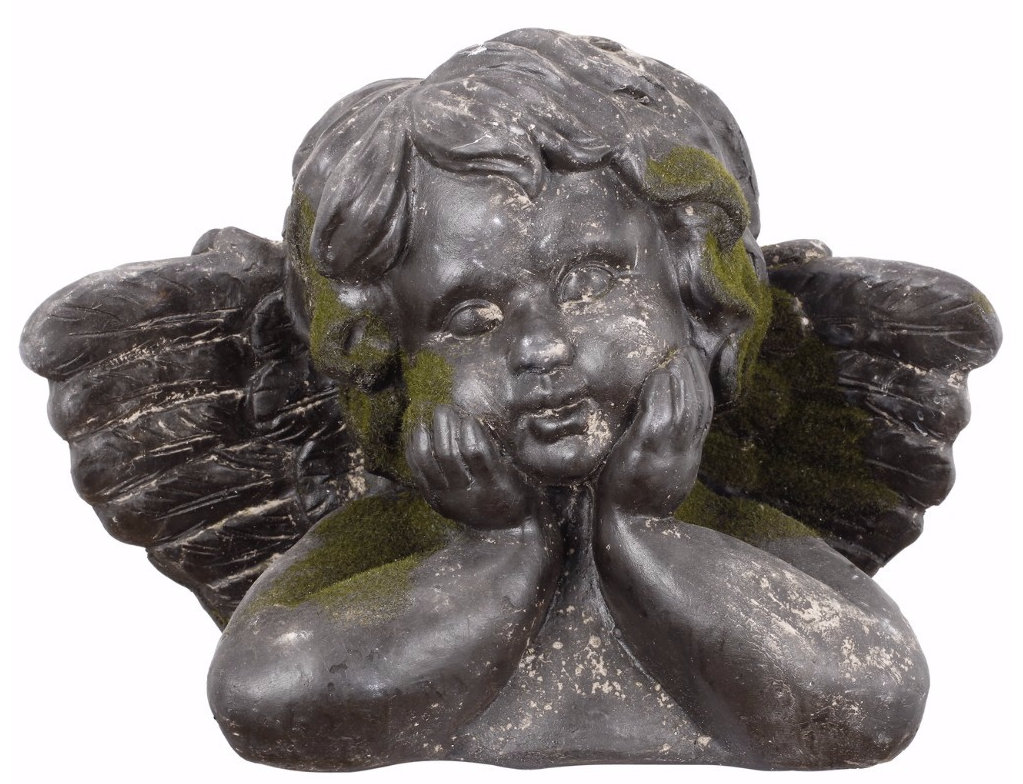 Cute Little Ceramic Angel Sculpture, Gray - Farmhouse - Garden Statues ...