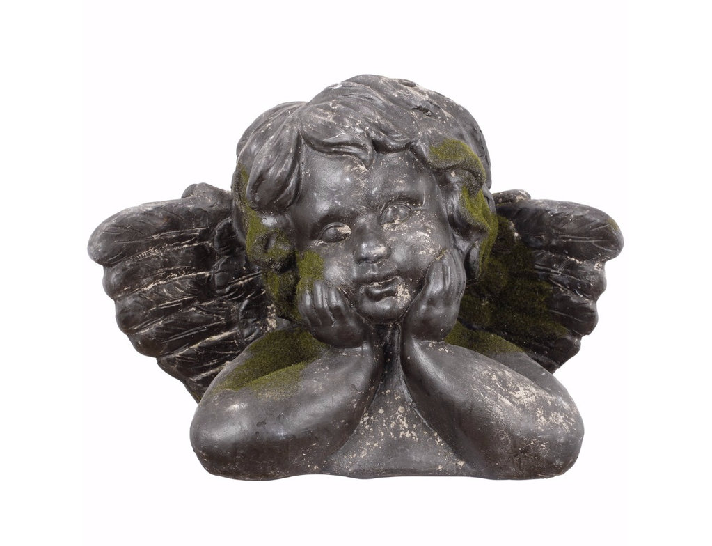 Cute Little Ceramic Angel Sculpture, Gray - Farmhouse - Garden Statues ...