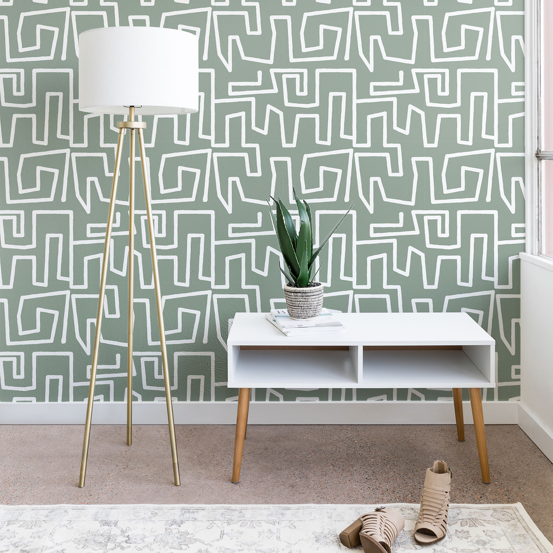 Mirimo Labyrinth Light Sage Wallpaper, 2x8 - Contemporary - Wallpaper ...