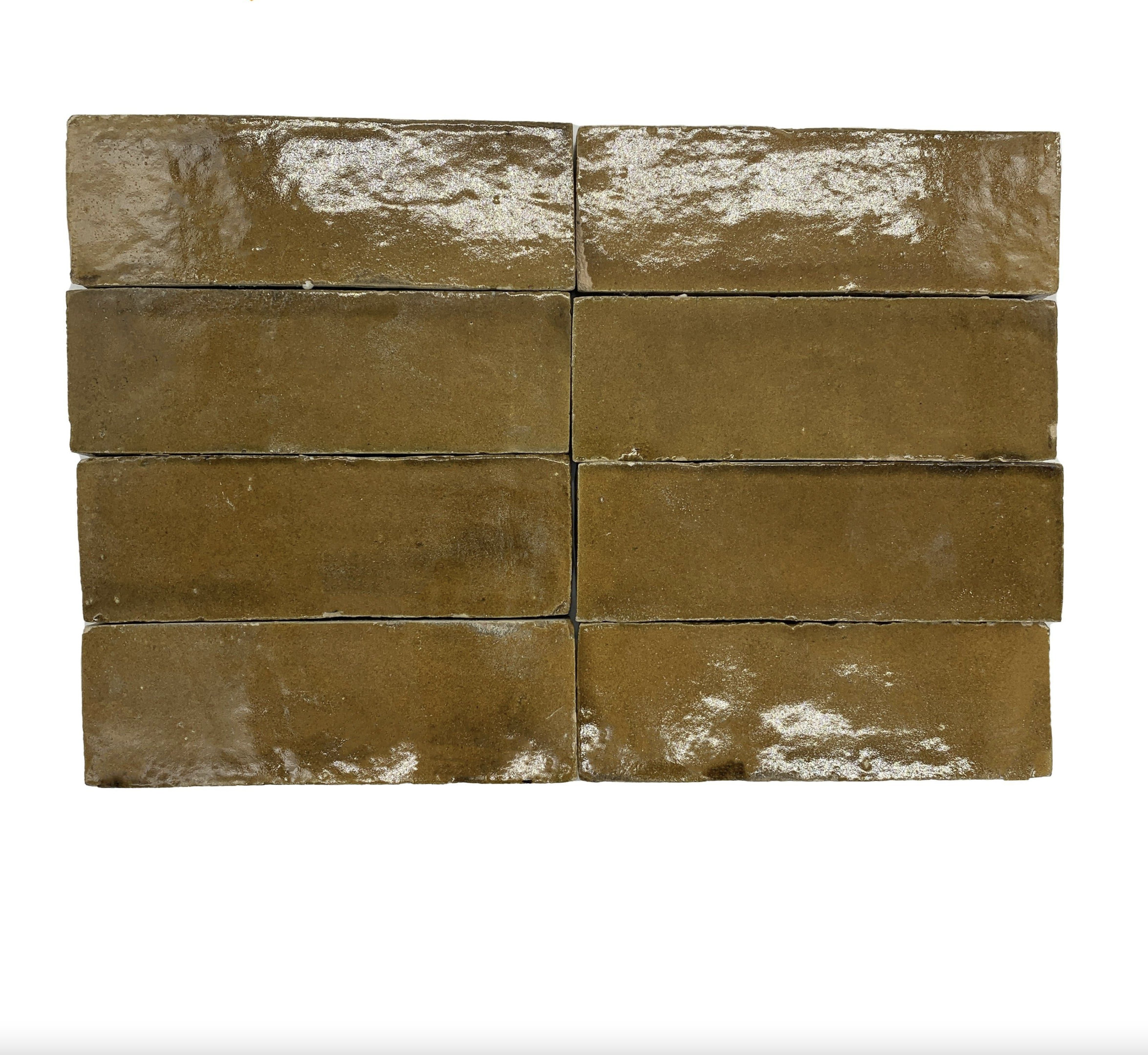 Moroccan Handmade 2x6 Solid Color Zellige Tile, Caramel, Piece ...