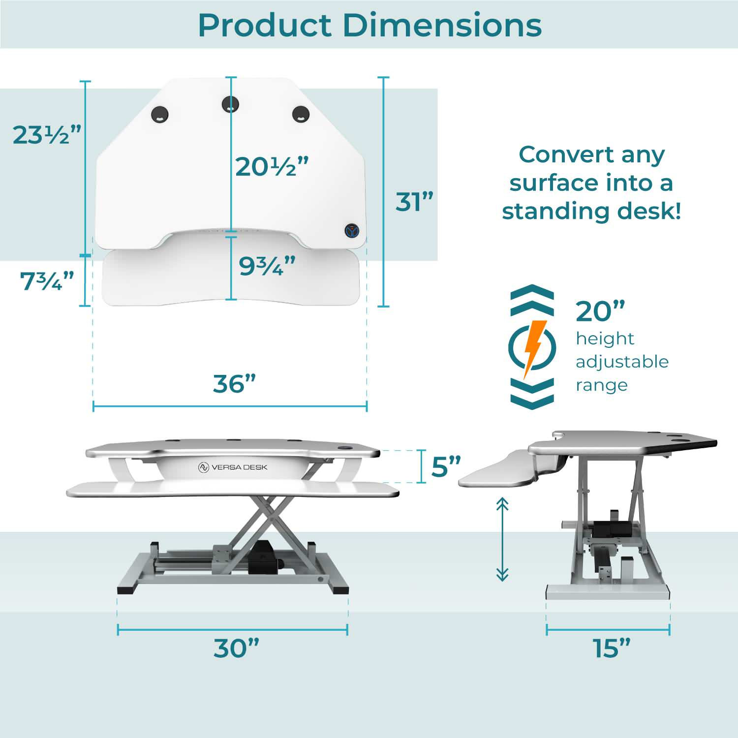 VERSADESK Standing Desk Converter,36” PowerPro Corner Electric ...