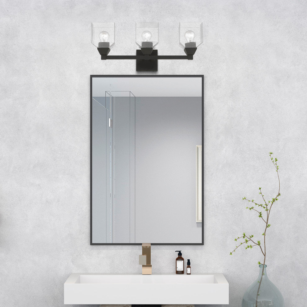 Aragon 3 Light Black Vanity Sconce - Transitional - Bathroom Vanity ...