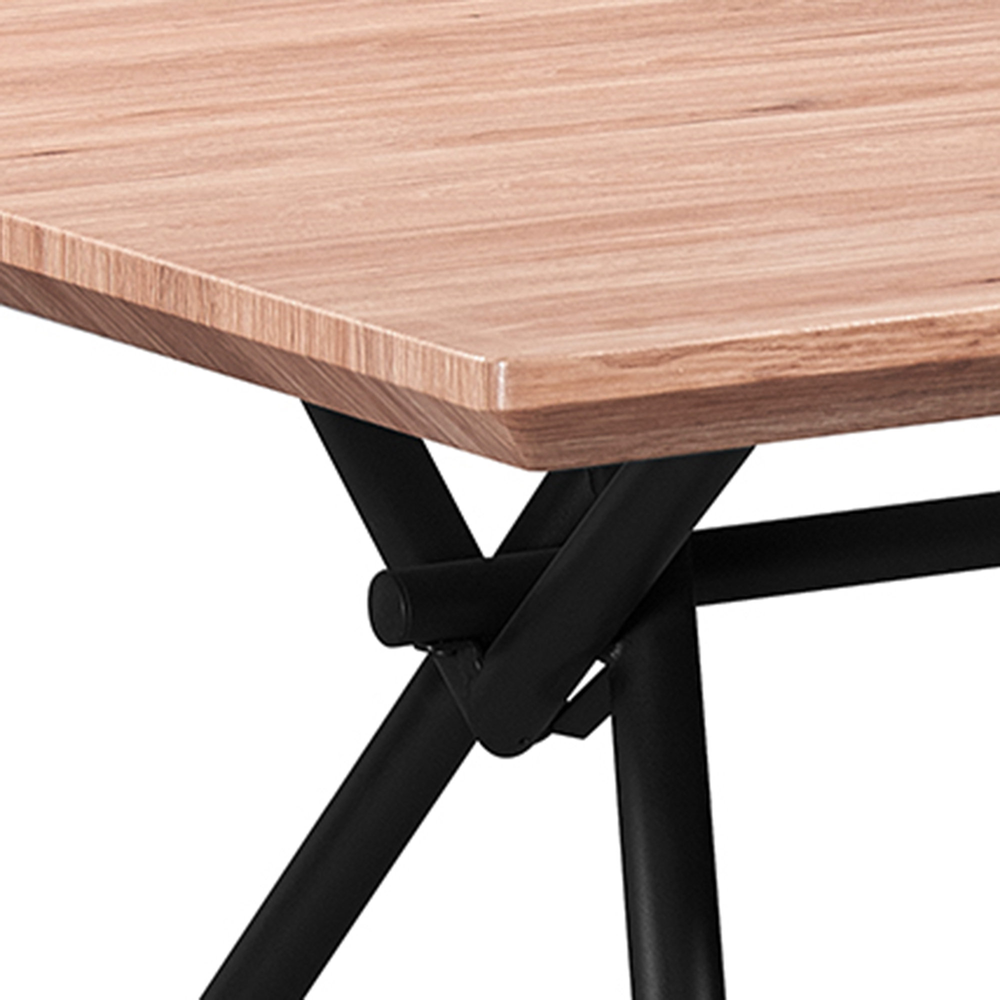 Modern MDF/Metal Rectangular Dining Table, Natural - Midcentury ...
