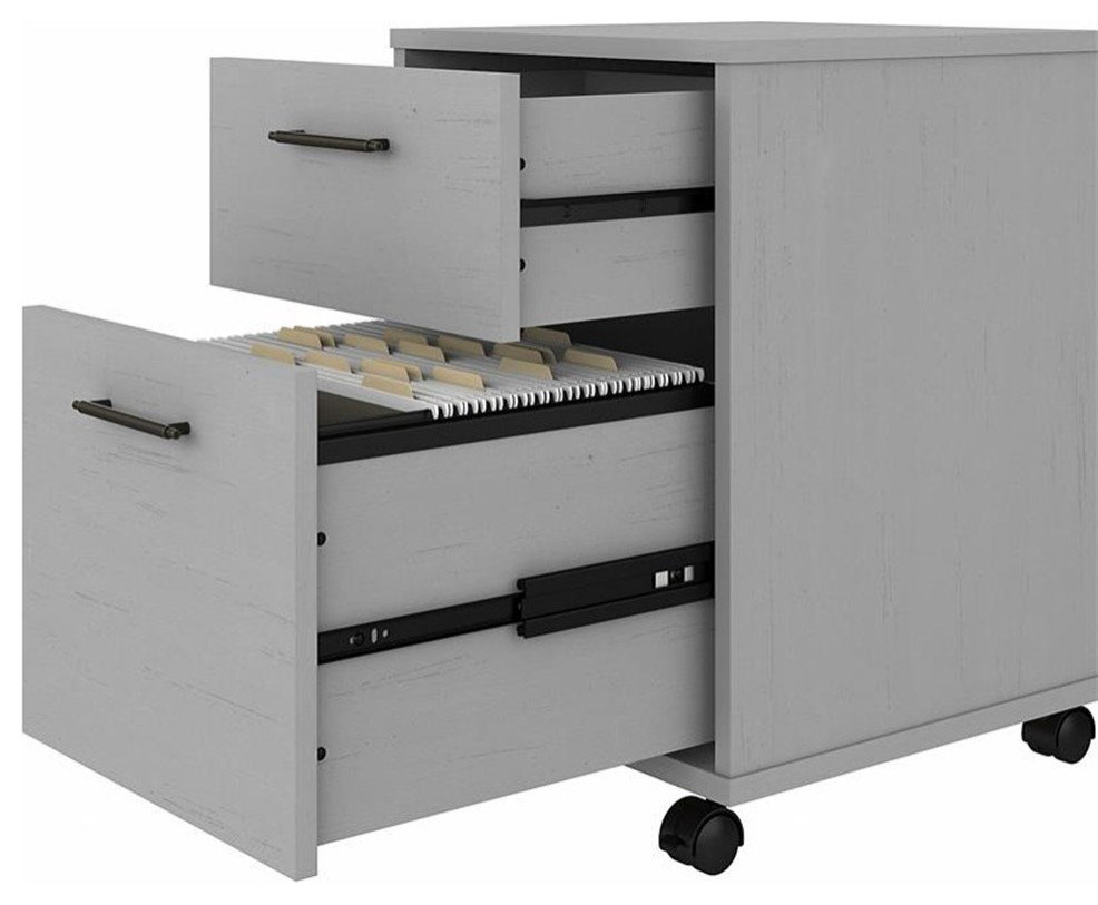 Pemberly Row 2 Drawers Farmhouse Wood Mobile File Cabinet in Gray ...