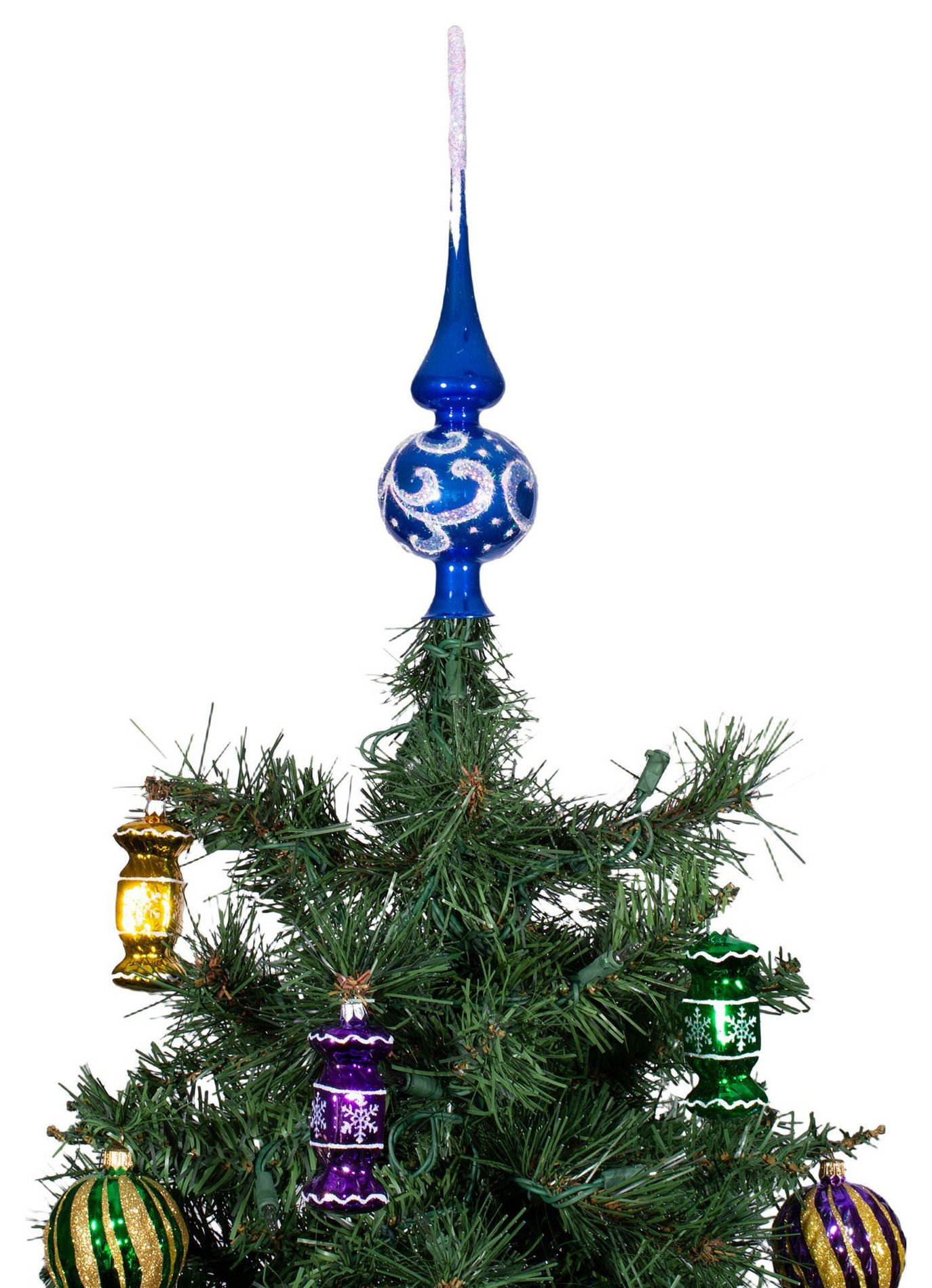 Sapphire Glossy Blue Glass Christmas Tree Topper - Christmas Ornaments ...