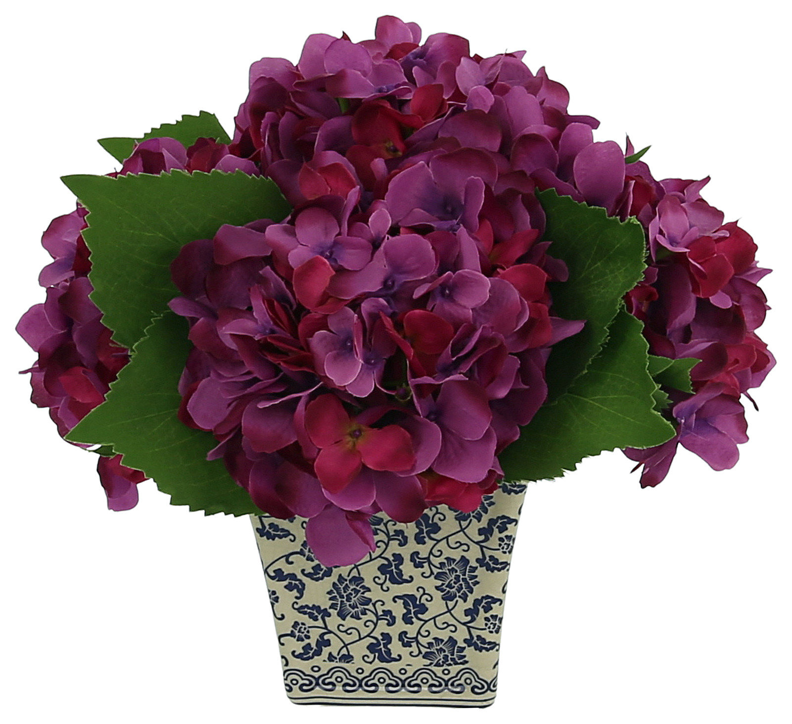 Hydrangea Arrangement in a Decorative Ceramic Vase - Artificial Flower ...