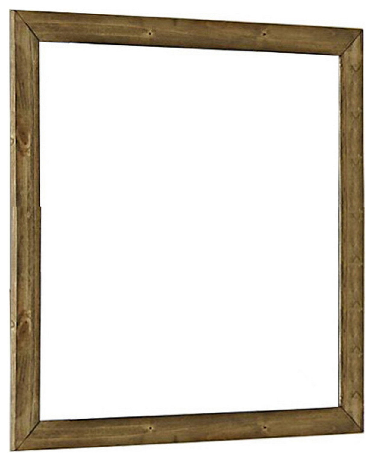 Square Shape Beveled Mirror with Wooden Frame and Grain Details, Brown ...
