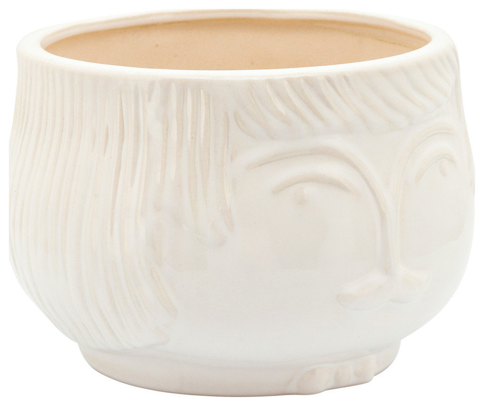 7" Grandpa Planter, White - Contemporary - Indoor Pots And Planters ...