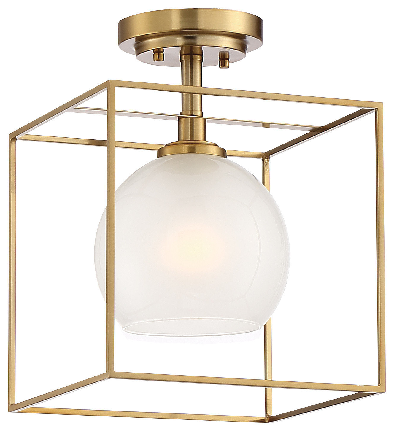 Cowen 1 Light Semi-Flushmount, Brushed Gold - Transitional - Flush ...