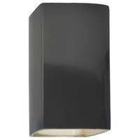 Ambiance Small Rectangle Outdoor Wall Sconce, Open, Gloss Grey, E26 ...