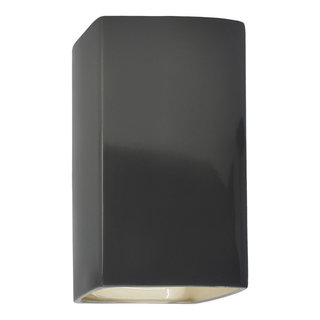 Ambiance Small Rectangle Outdoor Wall Sconce, Open, Gloss Grey, E26 ...