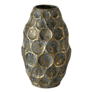 Antique Gold Tooled Metal Vase, 13" - Contemporary - Vases - by Whole ...