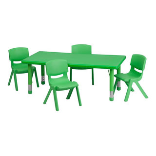 Green Preschool Activity Table Set YU-YCX-0013-2-RECT-TBL-GREEN-R-GG ...