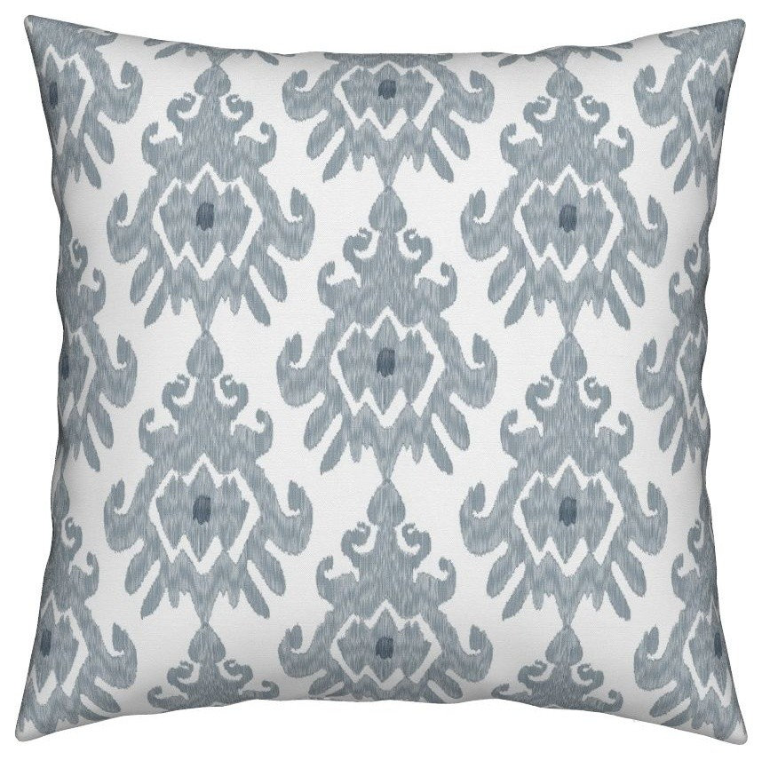 Ikat Slate Blue Gray White Tribal White Ikat Throw Pillow, Cover ...