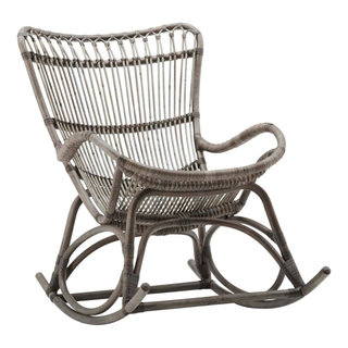 Monet Rattan Rocking Chair, Taupe Gray - Tropical - Rocking Chairs - by ...