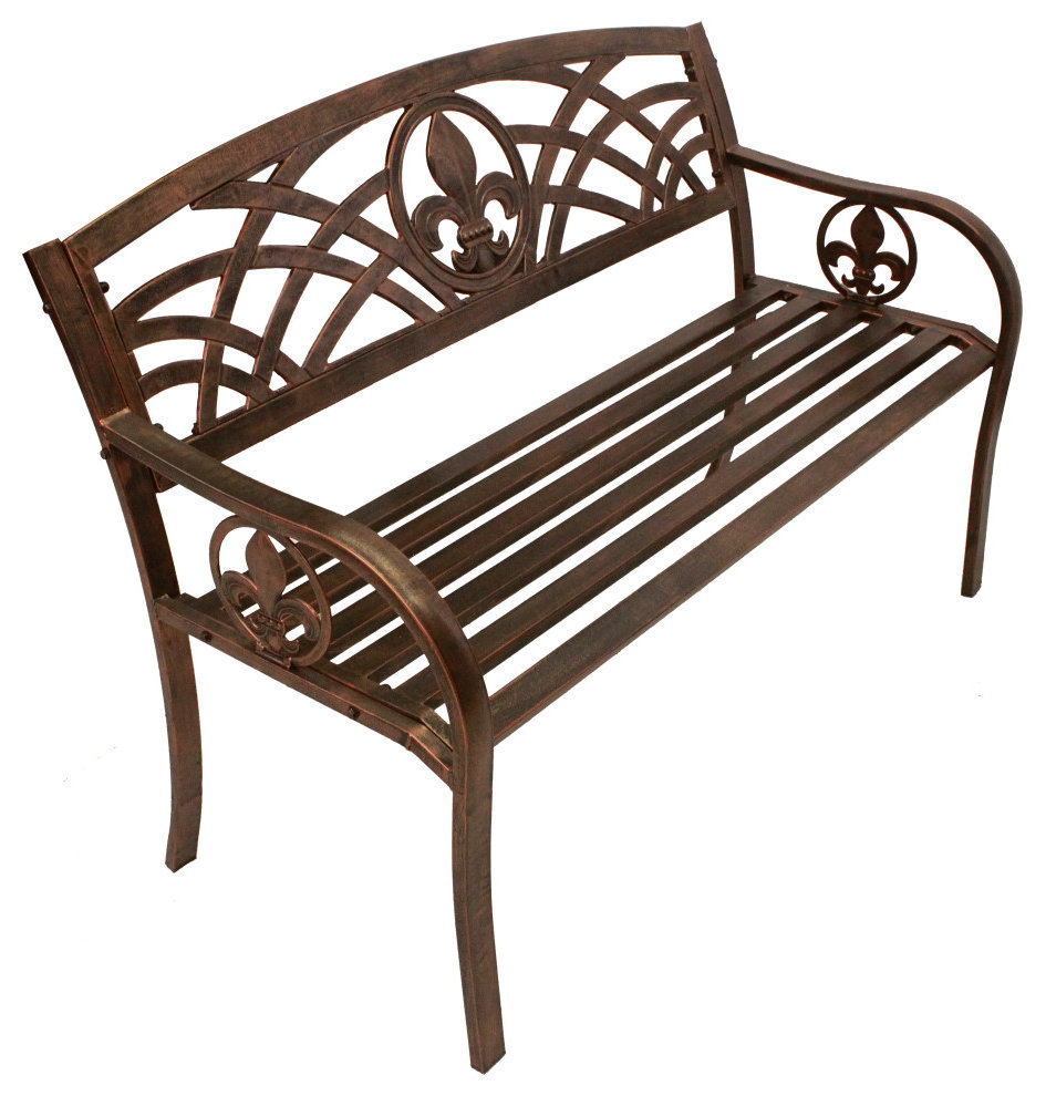 Leigh Country Metal Bench -Welcome Black & Gold - Mediterranean ...