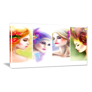 "Colorful Women Face Collage" Portrait Digital Art Wall Art, 60"x28 ...