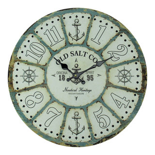 Old Salt Co Weathered Wood Nautical Wall Clock, One Size - Beach Style ...