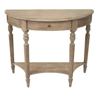 Traditional Beige Demilune Wood Console - French Country - Console ...