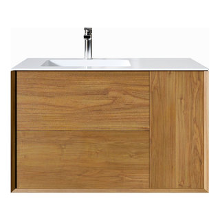 EVIVA Prancer 44" Oak Wall Mount Bathroom Vanity - Contemporary ...