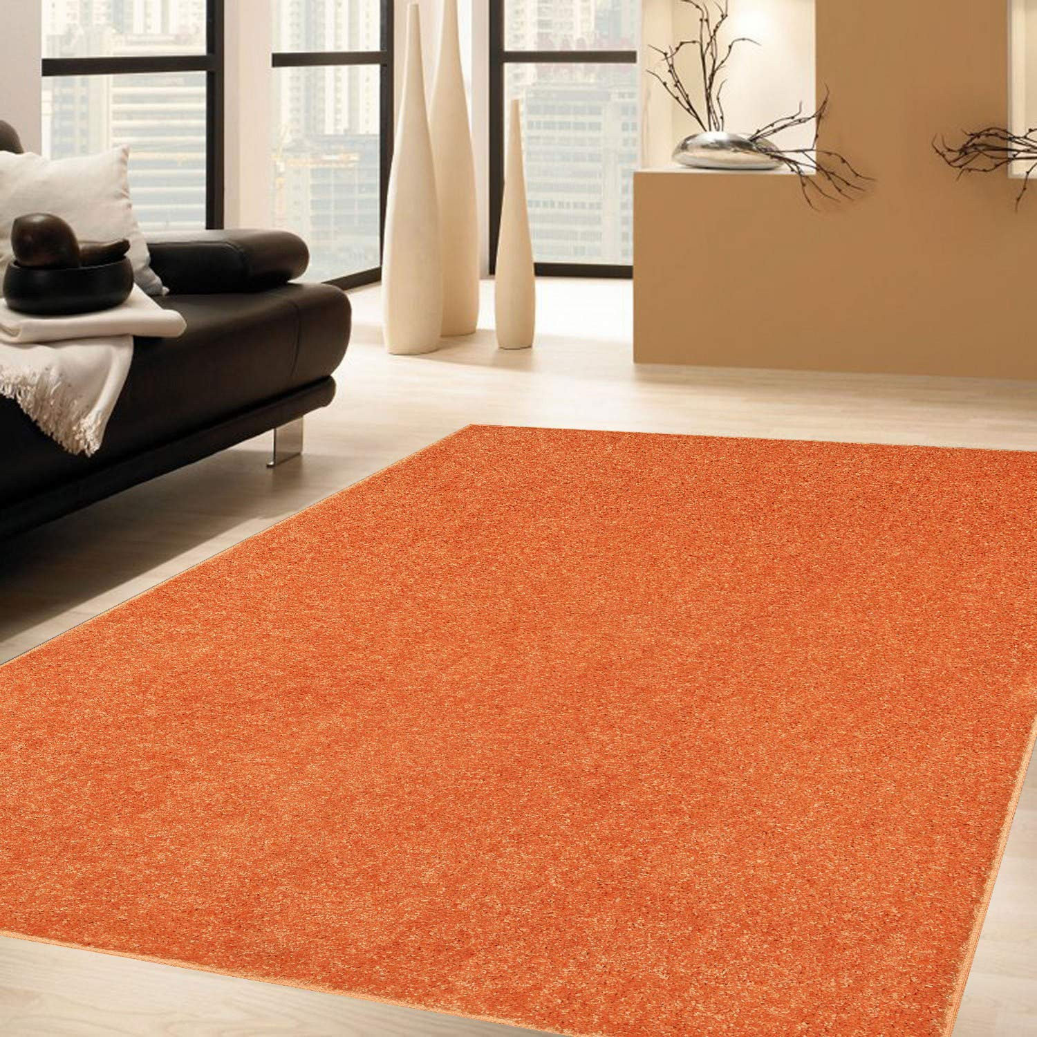 Galaxy Way Solid Color Area Rugs, Orange, 6' x 9' Oval - Contemporary ...