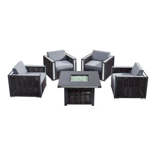 Avola Outdoor Patio Set and Firepit - Tropical - Fire Pits - by Deko ...