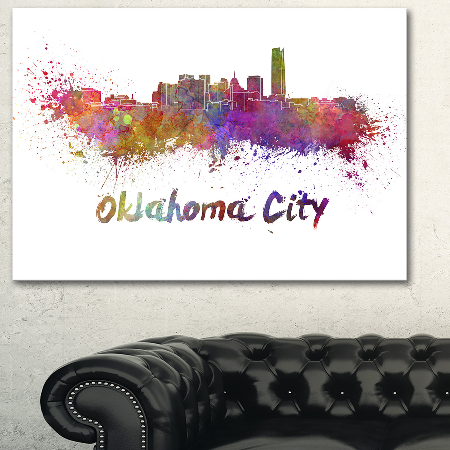 "Oklahoma Skyline" Cityscape Canvas Artwork Print, 32"x16 ...