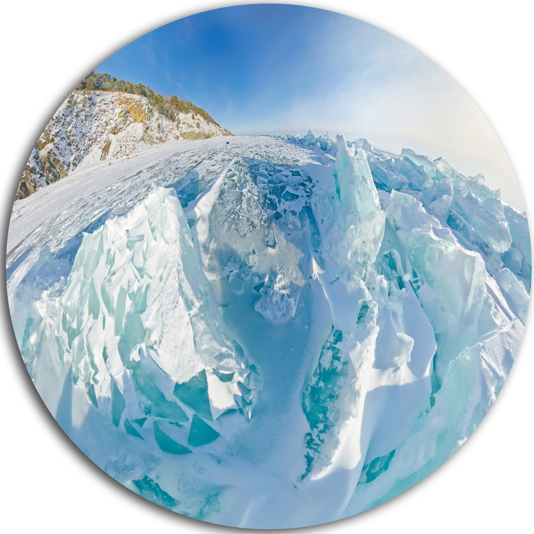 Blue Ice Mountains In Lake Baikal Siberia, Disc Metal Wall Art, Disc of ...