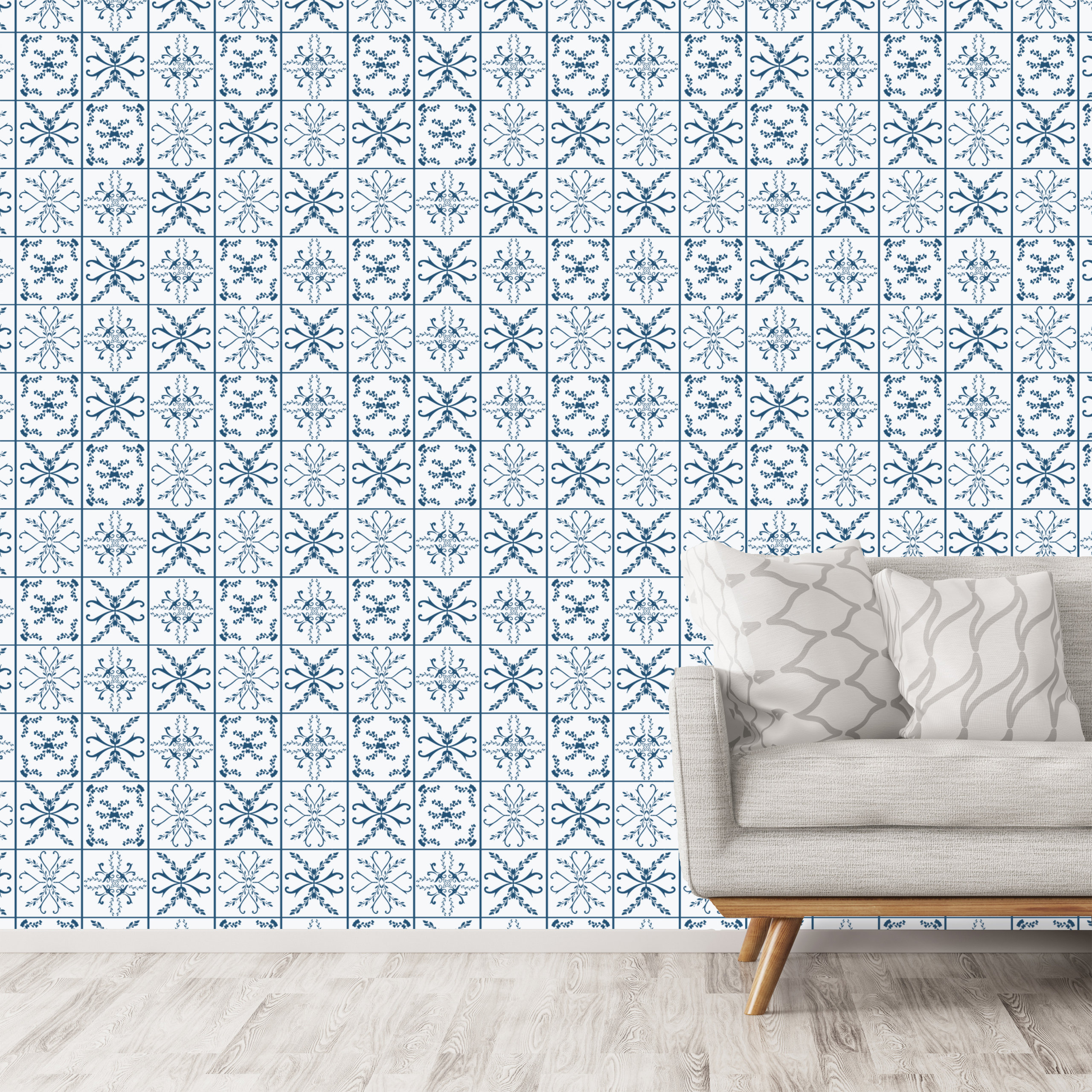 Tile Blue Wallpaper by Monor Designs, Sample 12"x8" - Contemporary - Wallpaper - by Limitless ...