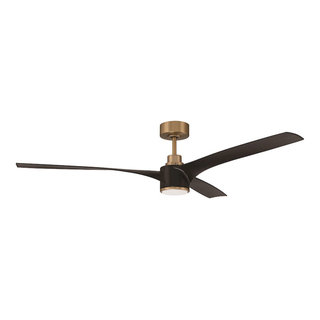 Craftmade 60" Phoebe Fan, Black/Brass/Black Blades/Frost White ...