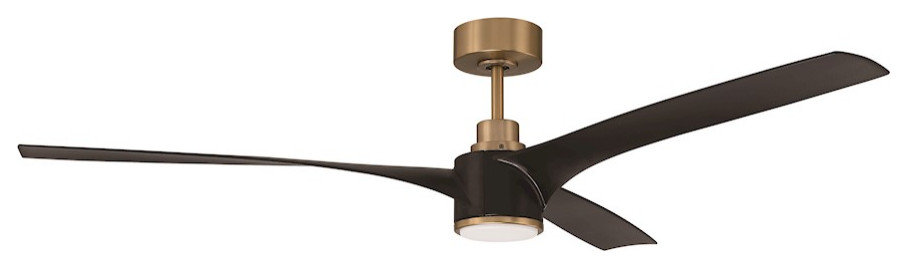 Craftmade 60" Phoebe Fan, Black/Brass/Black Blades/Frost White ...