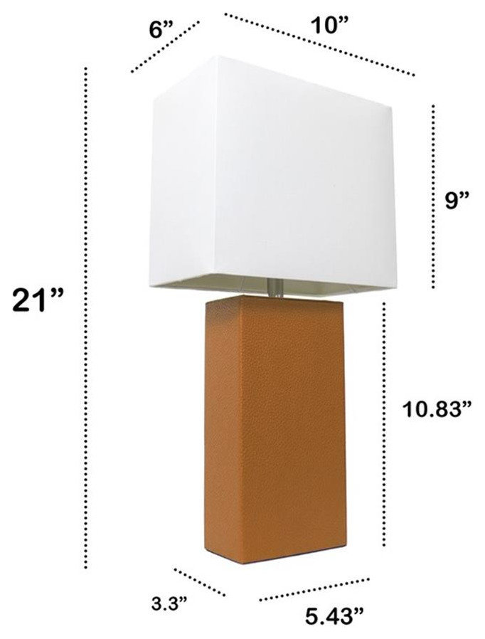 Lalia Home Lexington 21in Leather Base Table Lamp Tan - Contemporary ...