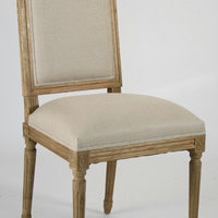 Tufted Louis Side Chair, Natural Linen - French Country - Dining Chairs ...
