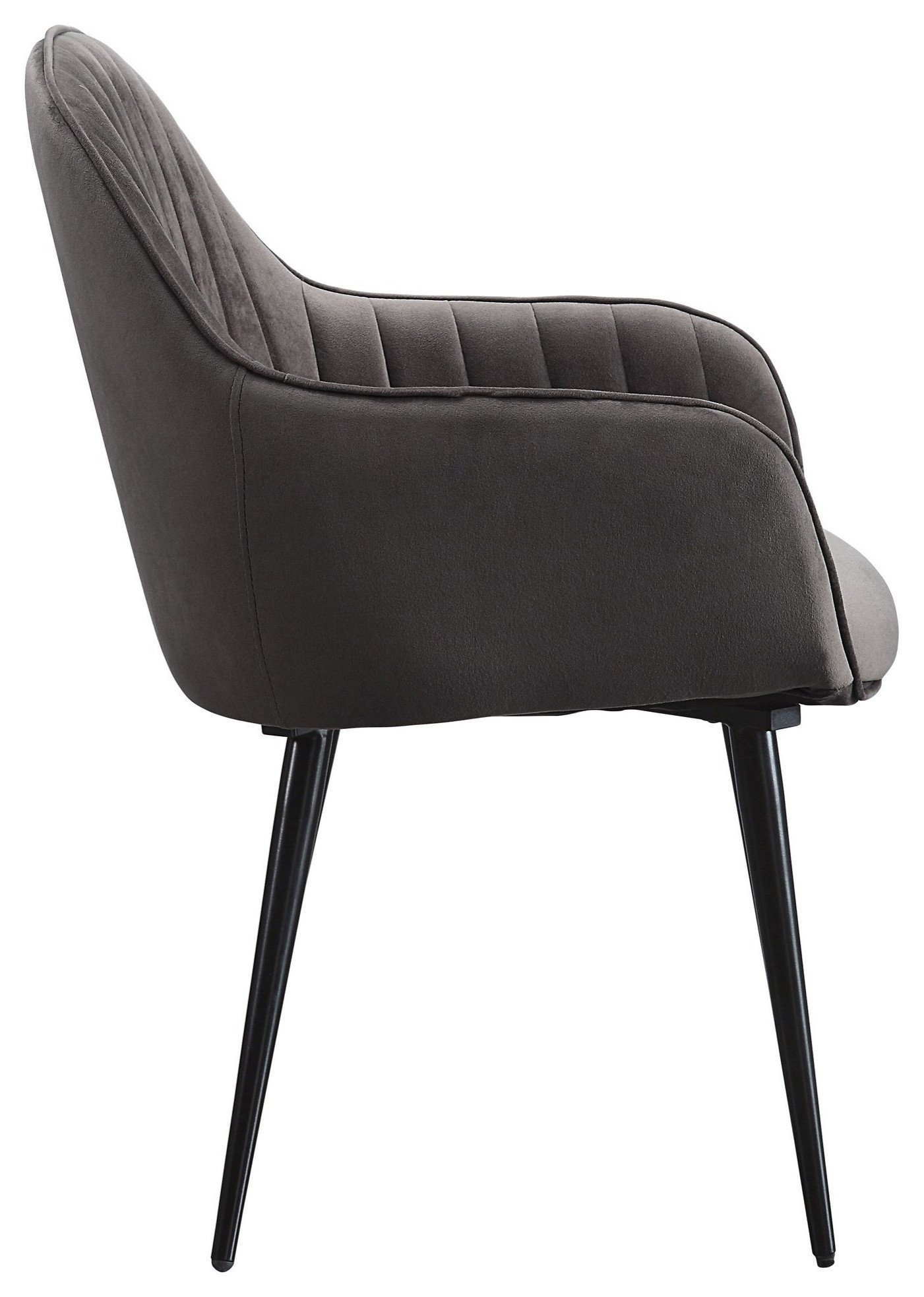 Mid Century Dining Chair, Angled Black Legs & Gray Seat With Channel ...