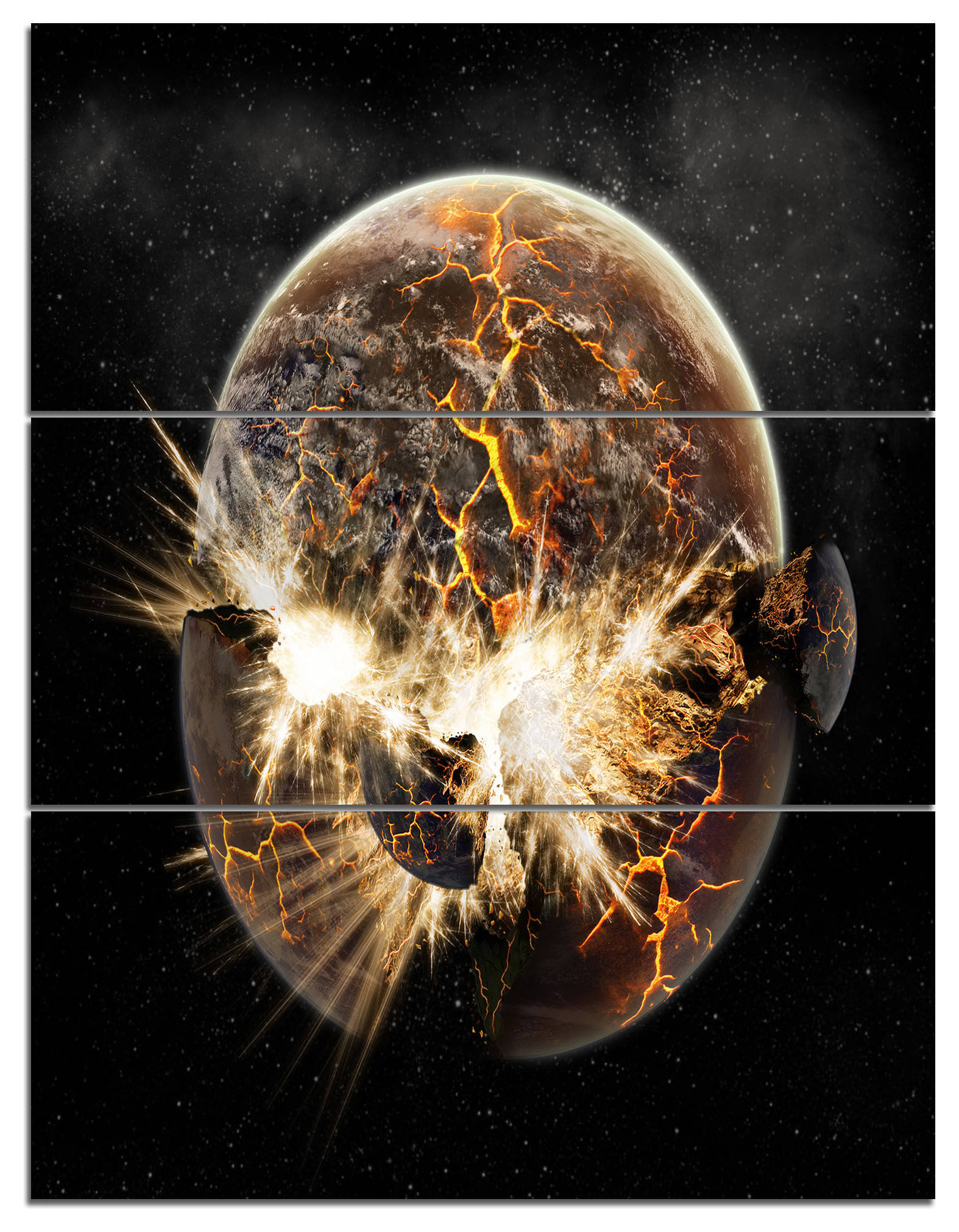"Earth Apocalypse" Art Canvas Print, 3 Panels, 28"x36", 28"x36" 3 Panel ...