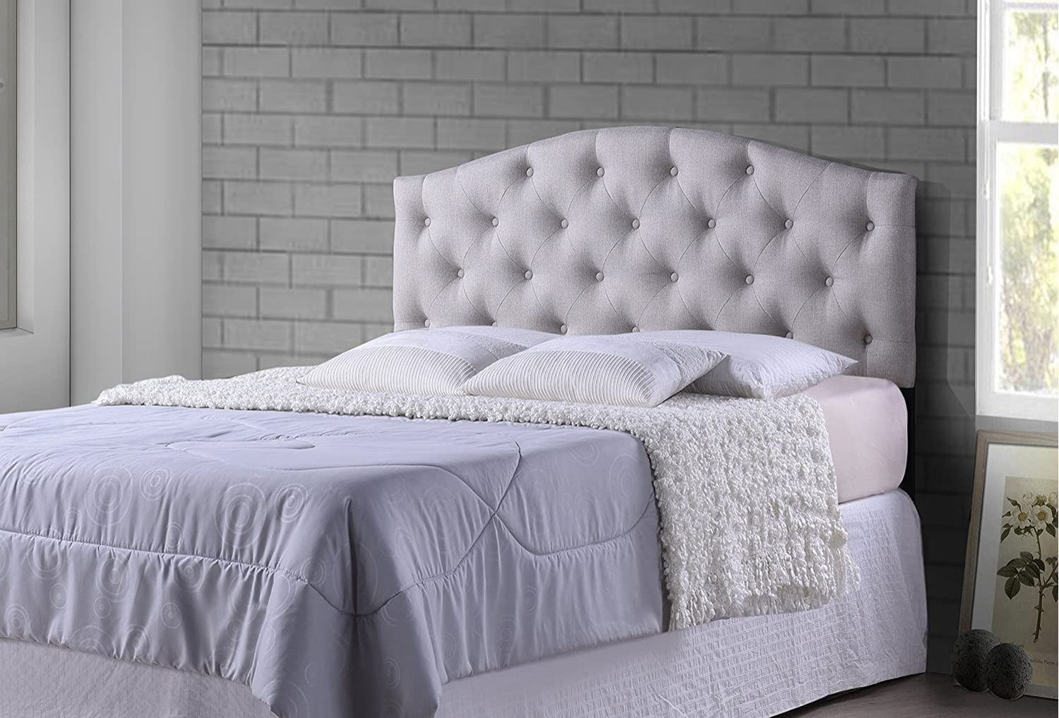Modern and Contemporary Fabric Upholstered Button-Tufted Scalloped ...