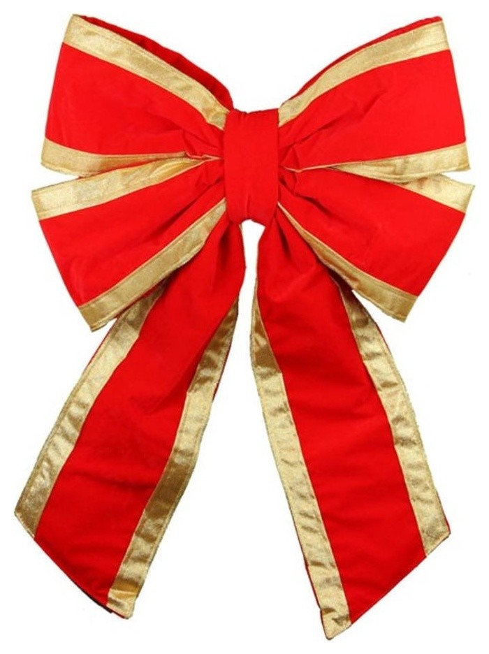 18"x24" Commercial Structural 4-Loop Red and Gold Outdoor Christmas Bow ...