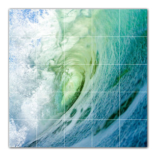 Waves Ceramic Tile Wall Mural HZ501172, 30" Wide x 30" High - Beach ...