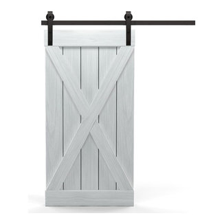 Real Solid Hardwood Double Z Sliding Barn Door, 40"x84"inches ...