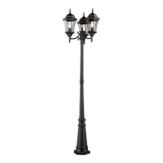 Wakefield 3-Light Outdoor Post Mounted Fixture Light In Black, 25.000 ...
