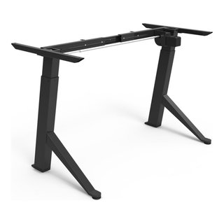 Unique Furniture Height Adjustable Metal Standing Desk Y Base in Black ...